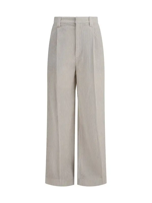 Brunello Cucinelli Corduroy Wide Leg Pants - White
