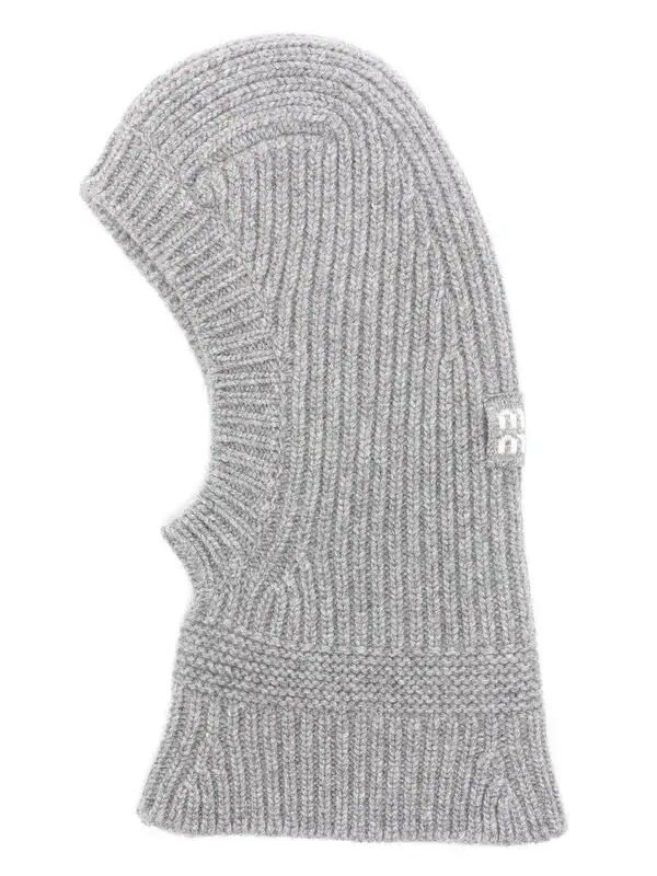Miu Miu Grey Ribbed Knit Balaclava Scarf The Miu Miu Bonnet — Keep it Chic main image 3