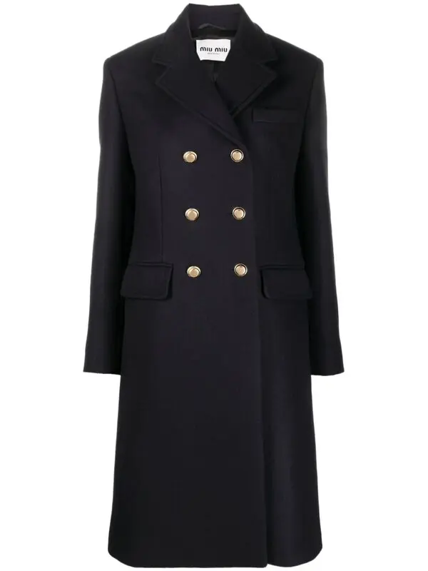 Miu Miu Double-breasted Virgin Wool Coat