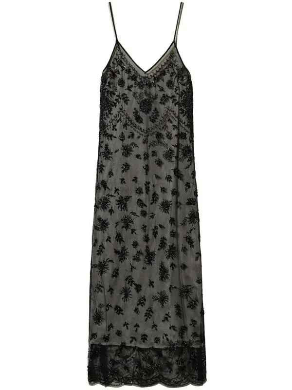 TWINSET Embroidered Midi Dress - Black