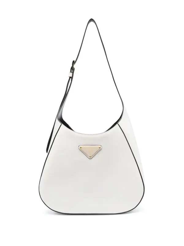 Prada Triangle-logo Leather Shoulder Bag - White