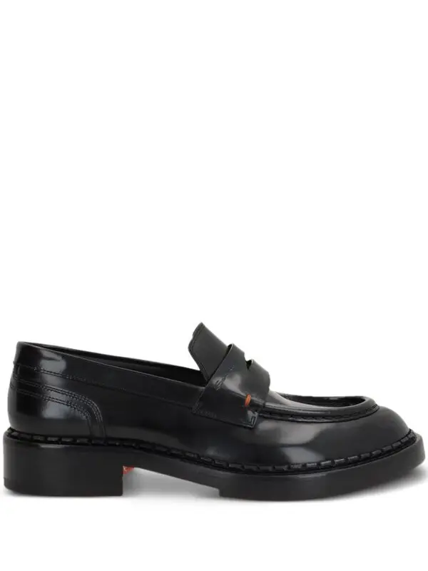 Santoni X 10 Corso Como Brushed Leather Penny Loafers