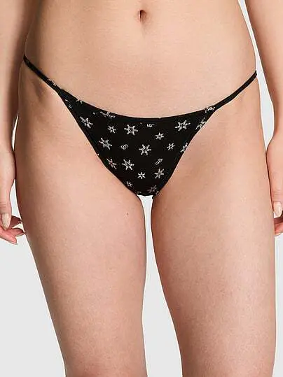 Pink Cotton String Bikini Panty - Print