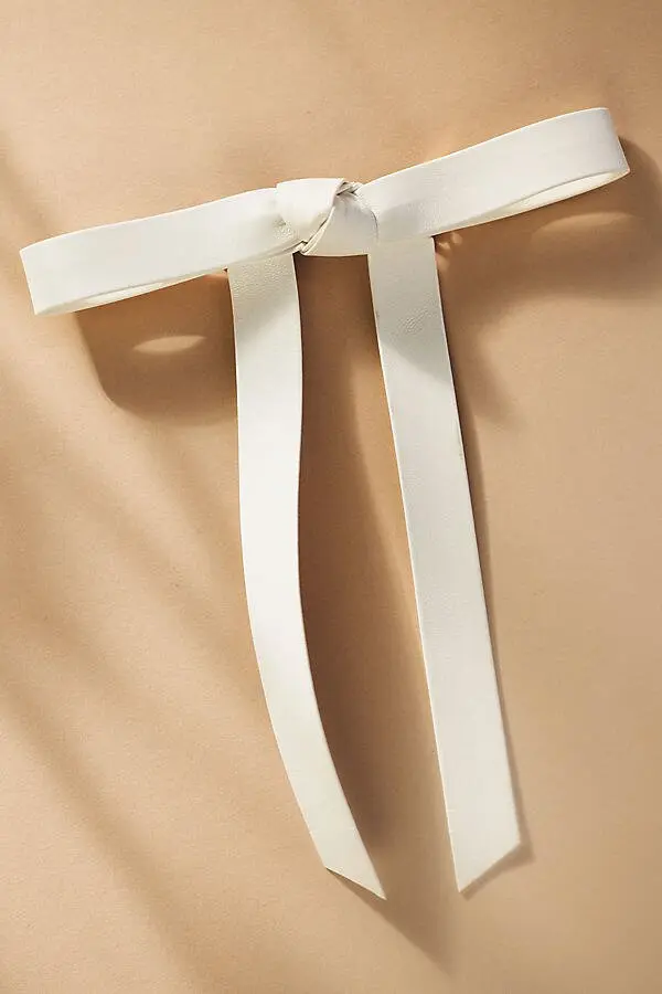 Lele Sadoughi Bardot Faux-Leather Bow - White | Editorialist display picture 1