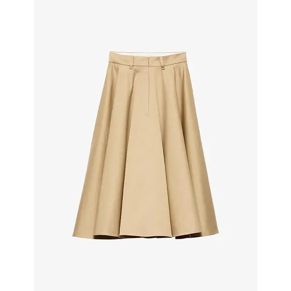 Prada Cotton Flared Midi Skirt - Neutral