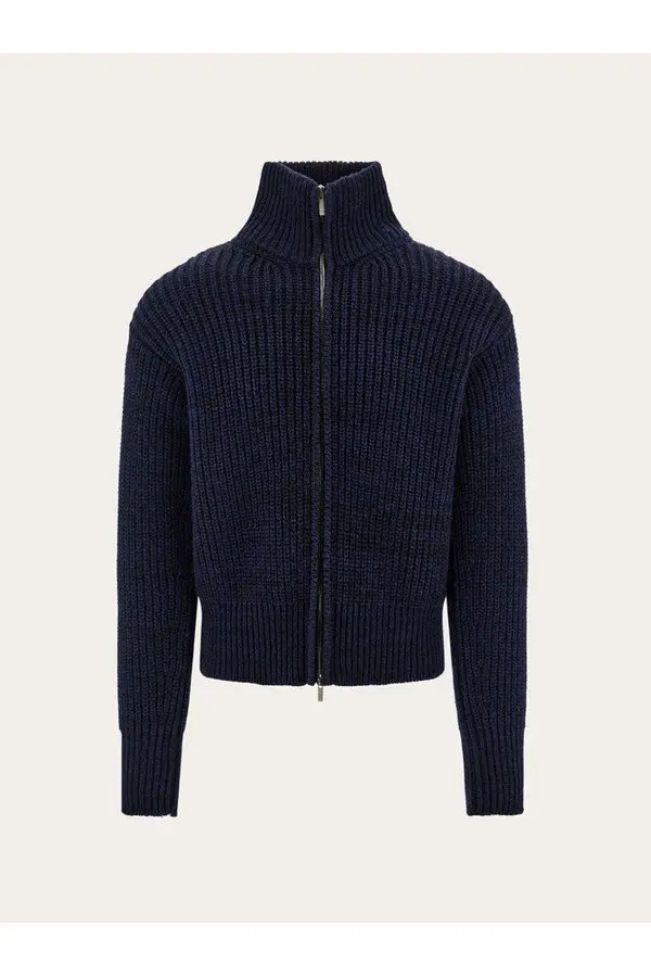FERRAGAMO Knitted Virgin Wool Blouson - Black