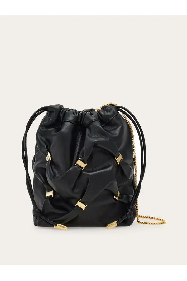 FERRAGAMO Mini Bucket Bag With Vara Bows - Black