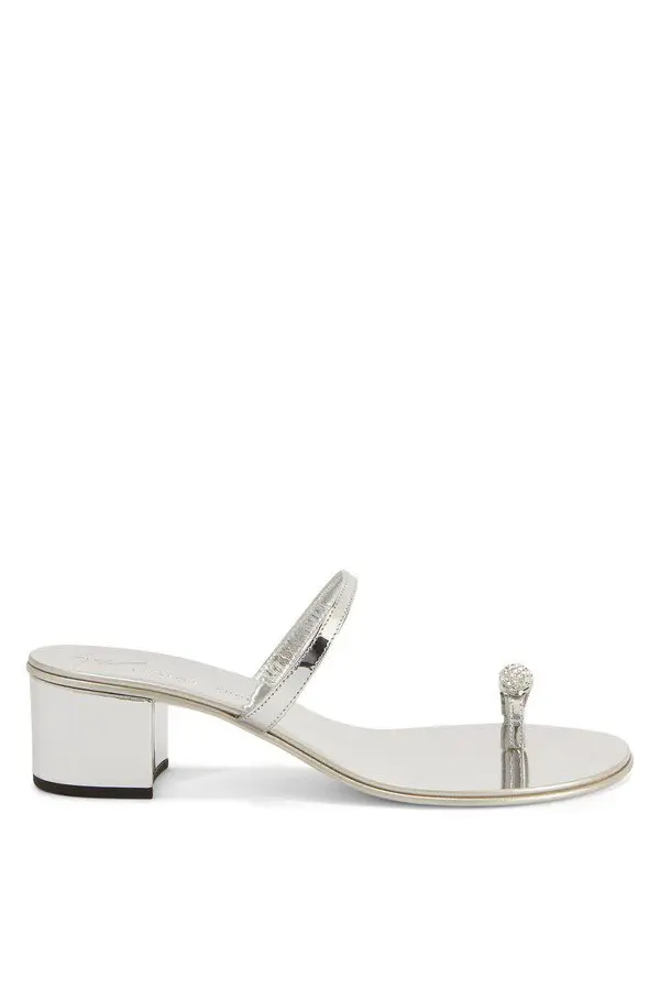 GIUSEPPE ZANOTTI Ring 40 Thong Sandals - Silver