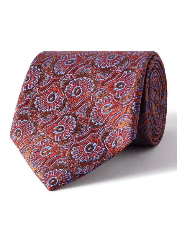 Charvet 8.5cm Silk-jacquard Neck Tie - Orange