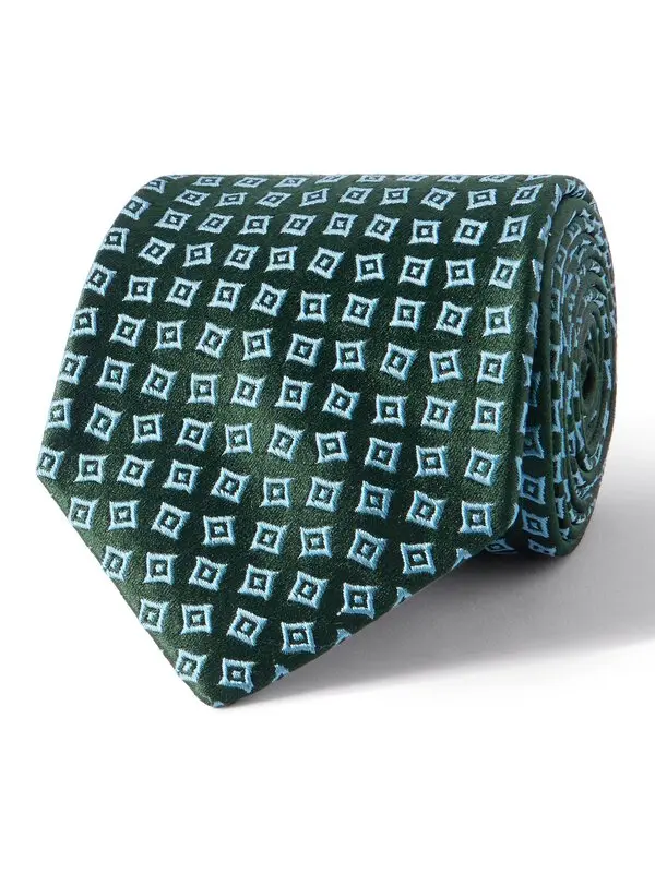 Charvet 8.5cm Silk-jacquard Tie - Green