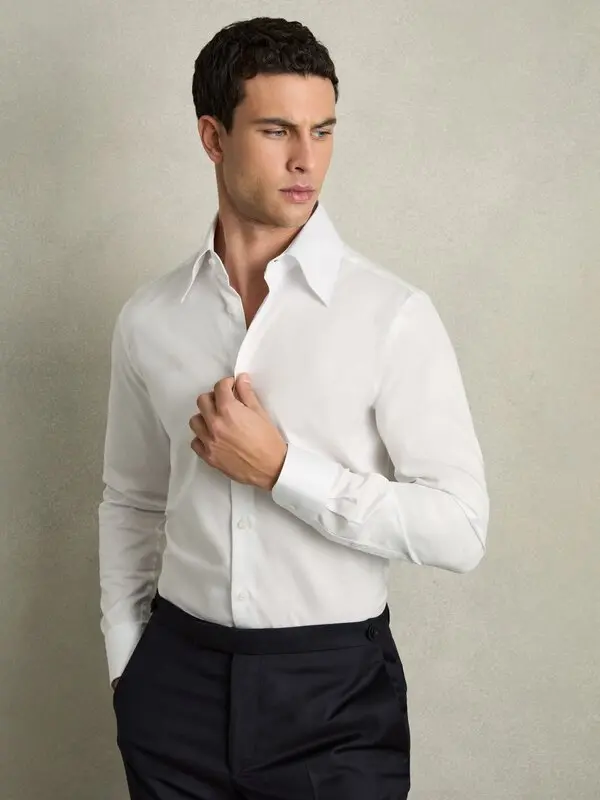REISS Caldwell Regular-fit Cotton Pin-collar Shirt - White