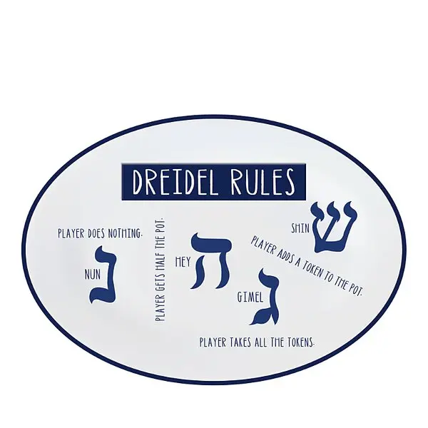 GODINGER Dreidel Rules Oval Tray