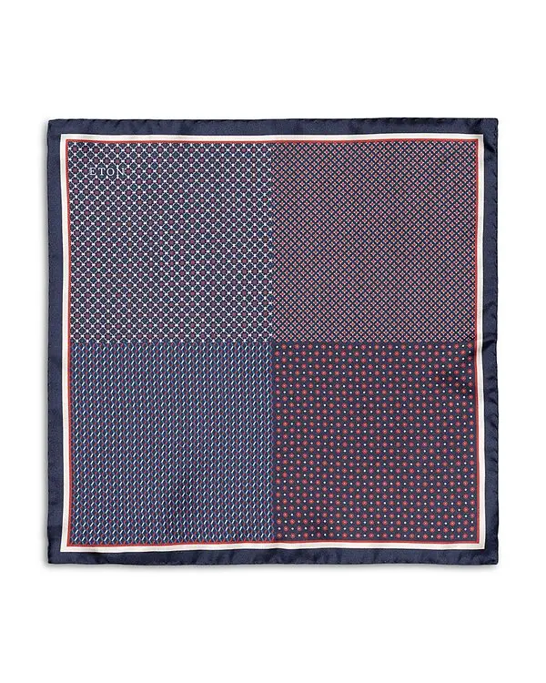 Eton Four Sided Silk Pocket Square - Navy Blue
