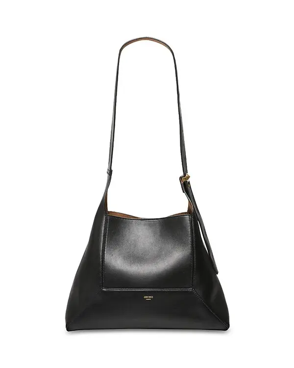 JIMMY CHOO Diamond Hobo Leather Shoulder Bag - Black/gold