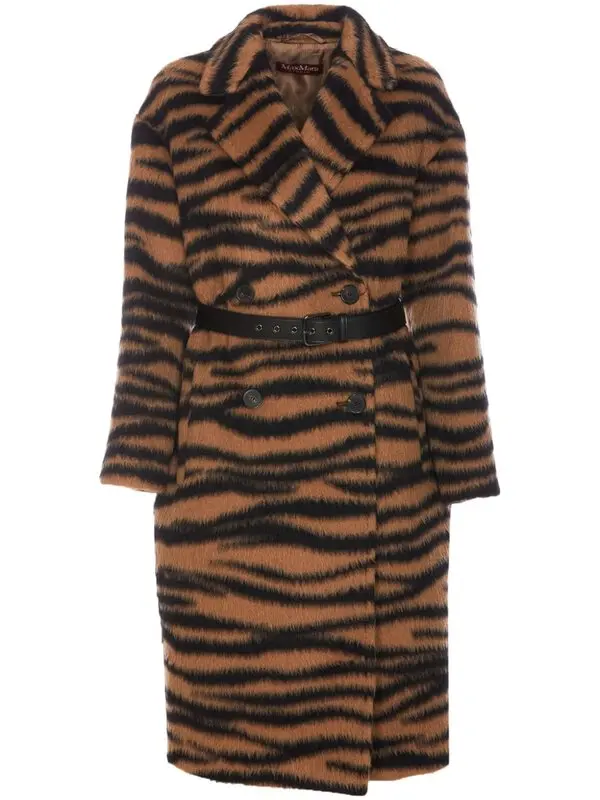 Max Mara Tiger-print Wool-alpaca Coat
