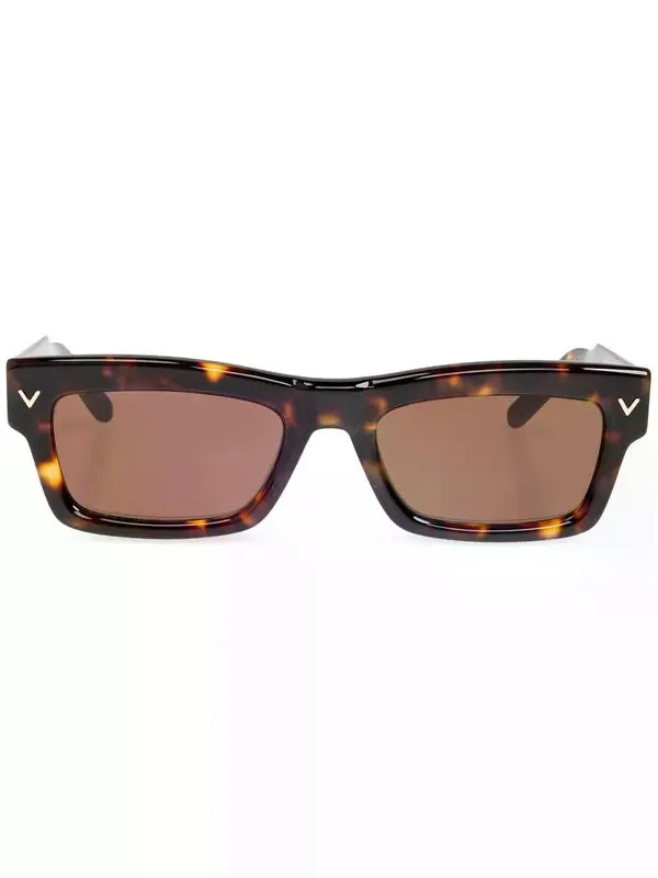 VALENTINO GARAVANI EYEWEAR V-shape Rectangular Sunglasses - Brown