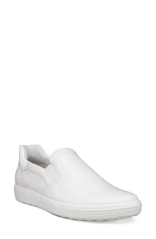 Ecco Soft Slip-On Sneaker White/ Patent White Editorialist
