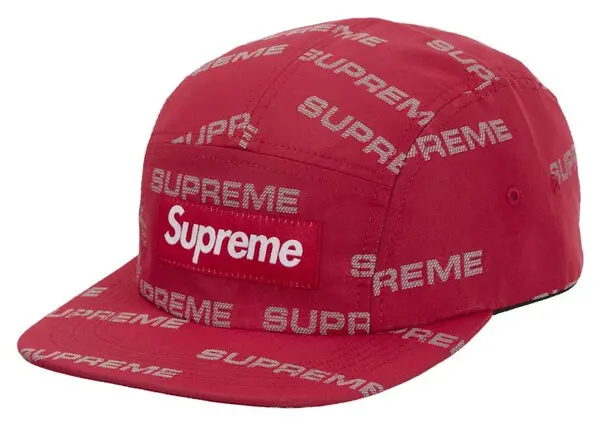 Supreme Reflective Jacquard Camp Cap - Red