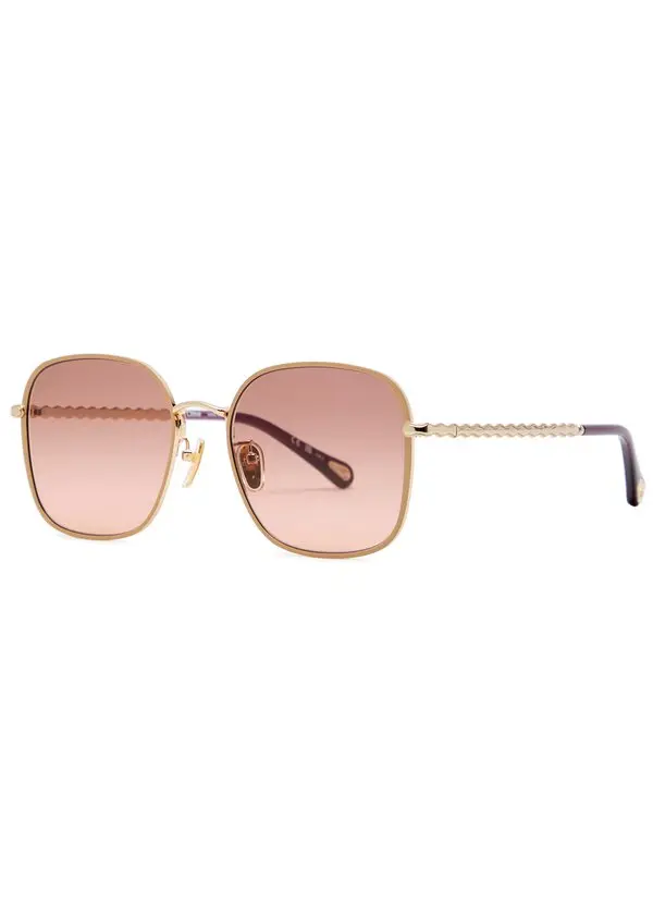 Chloé Oversized Square-frame Sunglasses - Gold