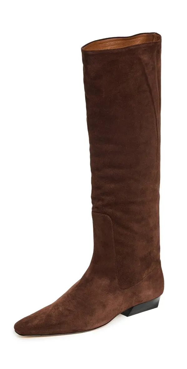 Staud Wally Flat Boots - Mahogany