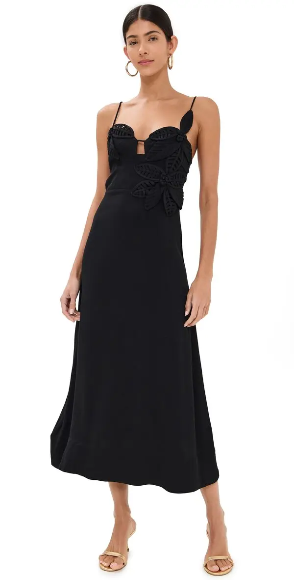 farm rio floral bust midi dress Black Flowered Bust Midi Dress Farm Rio Cedar & Lily Clothier