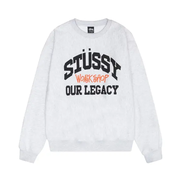 StÜssy X Our Legacy Work Shop Collegiate Crewneck - Grey