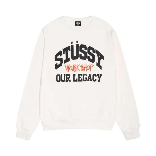 StÜssy X Our Legacy Collegiate Pigment Dyed Crew - Cream