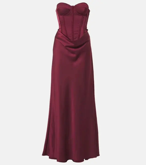 Remain Birger Christensen Embellished Draped Satin Corset Gown