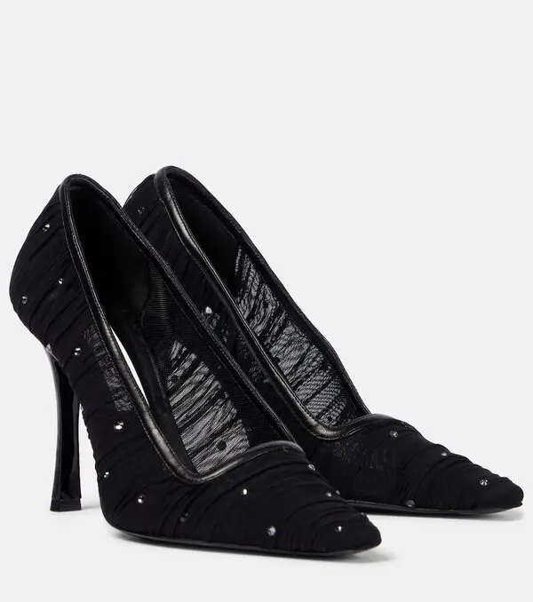 JIMMY CHOO Lotta 100 Embellished Mesh Pumps
