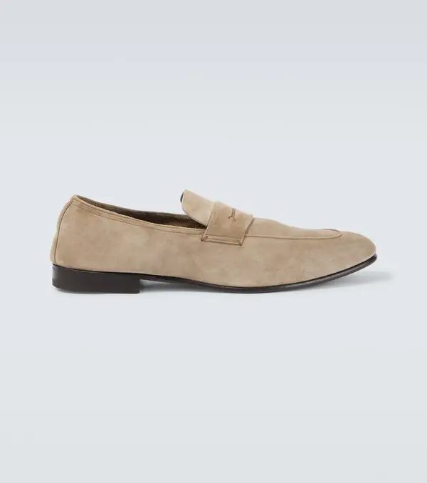 Zegna L'asola Suede Penny Loafers - Beige