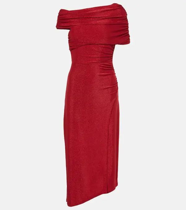 Diane Von Furstenberg Agustin Lamé Midi Dress - Red
