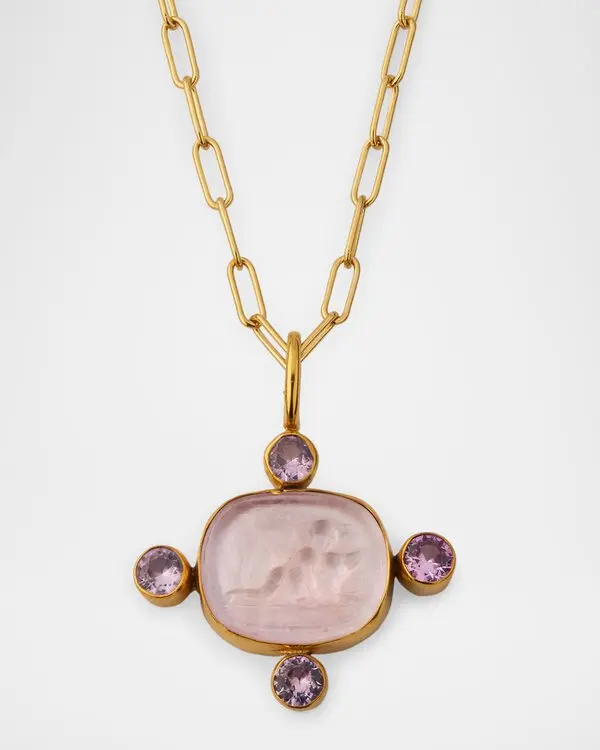 DINA MACKNEY Petite Guardian Angel Charm Necklace - Gold