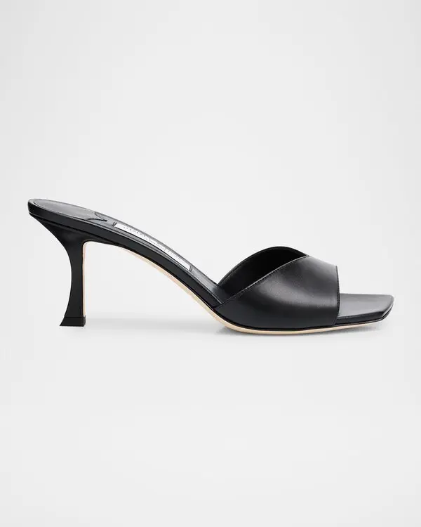 JIMMY CHOO Skye Leather Slide Sandals - Black