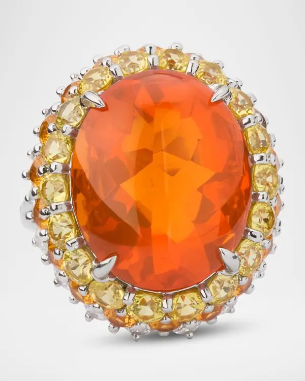 ROBERT ERICH Platinum, Fire Opal, Diamond, Sapphire, And Garnet Ring