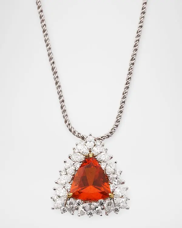 ROBERT ERICH 18k White Gold Diamond And Opal Pendant Necklace - Fire Opal
