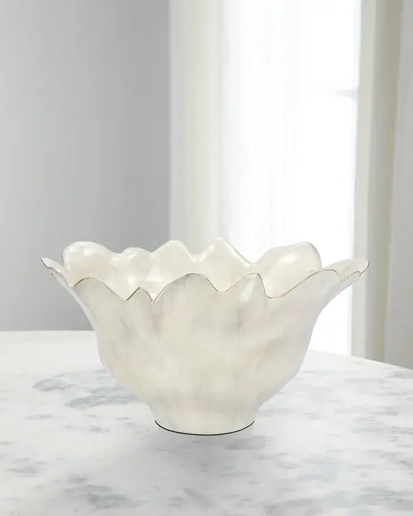 OLD WORLD DESIGN Hibbs 22" Washed Oval Decorative Object - Cream
