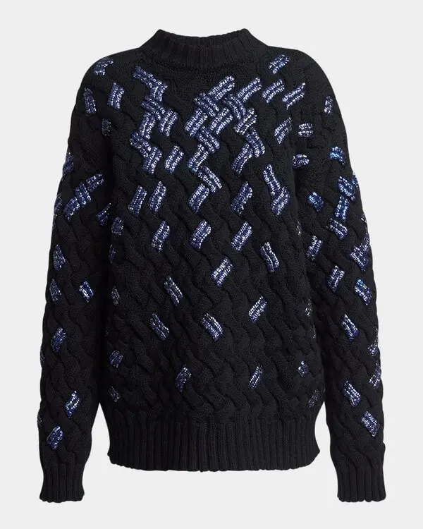 Dries Van Noten Tonaldo Mock-neck Sequined Sweater