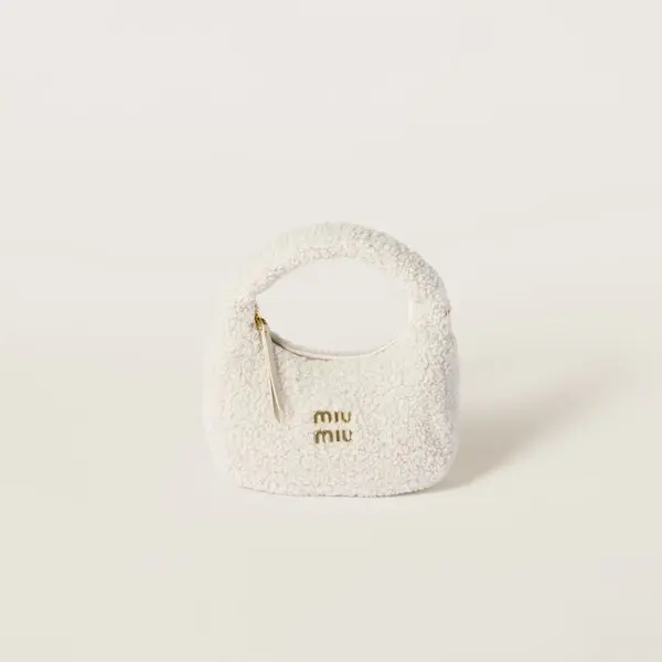 Miu Miu Wander Shearling Hobo Bag - Ivory
