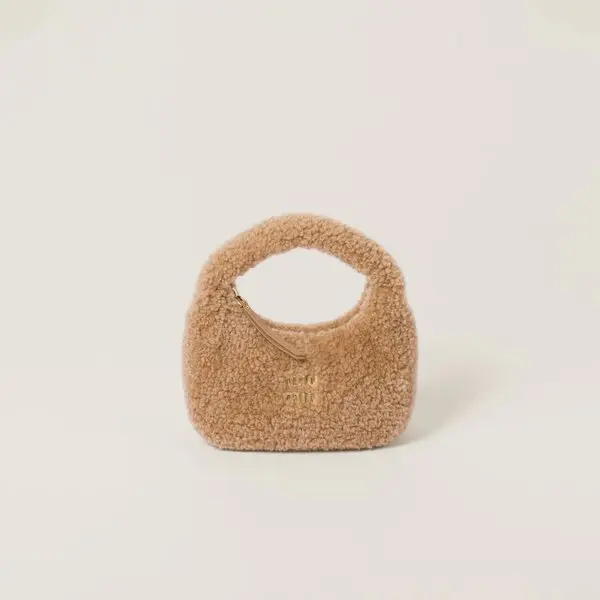 Miu Miu Shearling Hobo Bag - Caramel