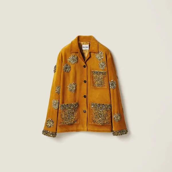 Miu Miu Embroidered Suede Jacket