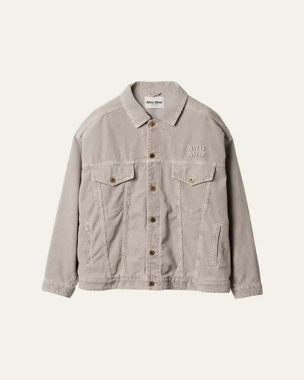 Miu Miu Oversized Velvet Button-down Jacket - Granito