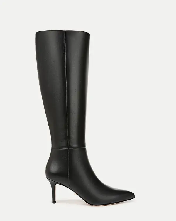 Veronica Beard Lisa Leather Mid-heel Tall Boots - Black