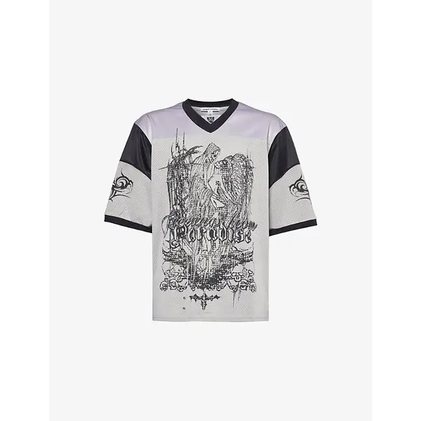 Jaded London Football Short-Sleeves Relaxed-Fit Woven T-Shirt