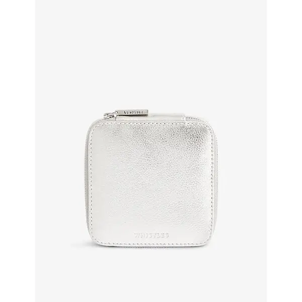 Whistles Aelia Logo-embossed Metallic-leather Jewellery Box - Silver