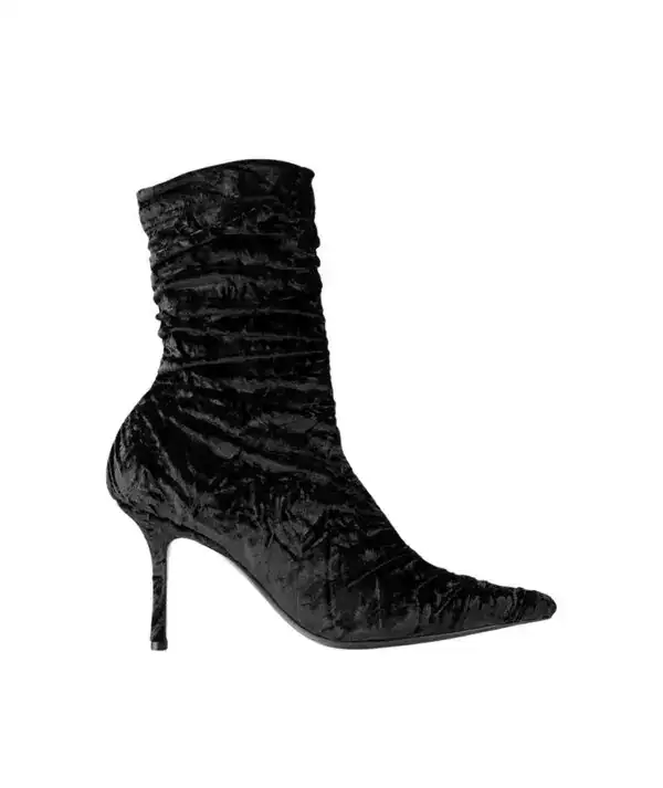 Jimmy Choo Lotta 85 Crushed Stretch-Velvet Heeled Ankle Boots