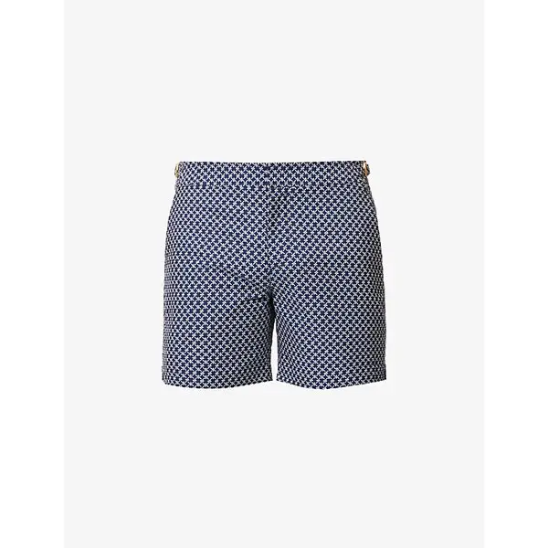 Orlebar Brown Bulldog Patterned Swim Shorts With Waist Adjusters - Night Iris/cloud