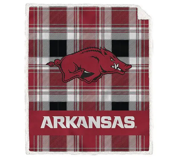 PEGASUS SPORTS Ncaa Bold Plaid Faux Sherpa Ultr A Soft Blanket