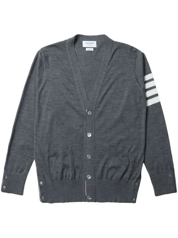 Thom Browne Classic 4-bar V-neck Cardigan - Grey