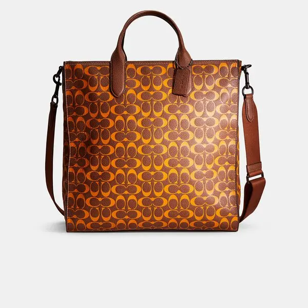 Coach Gotham Tall Tote In Signature Leather - Saddle/papaya