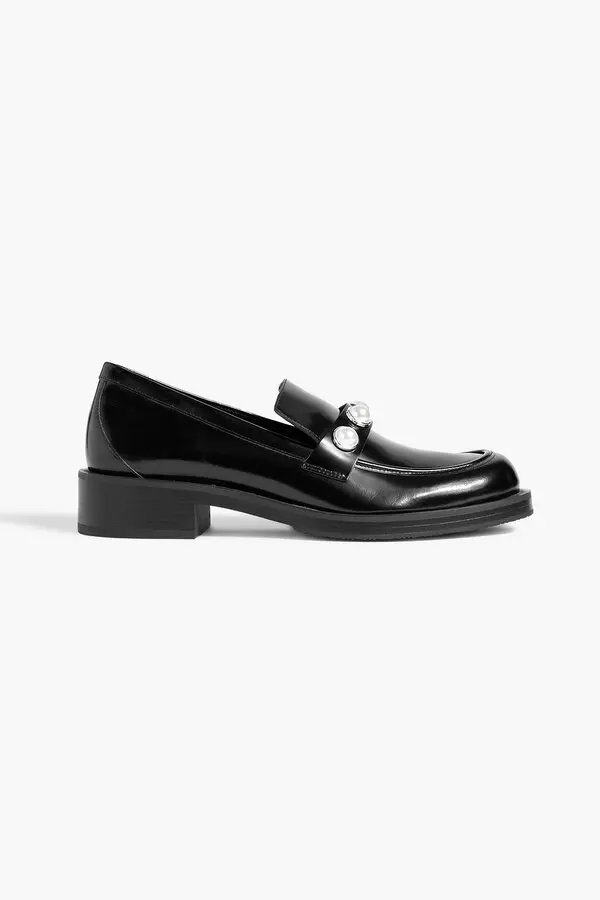 STUART WEITZMAN Portia Pearl-embellished Loafers - Black